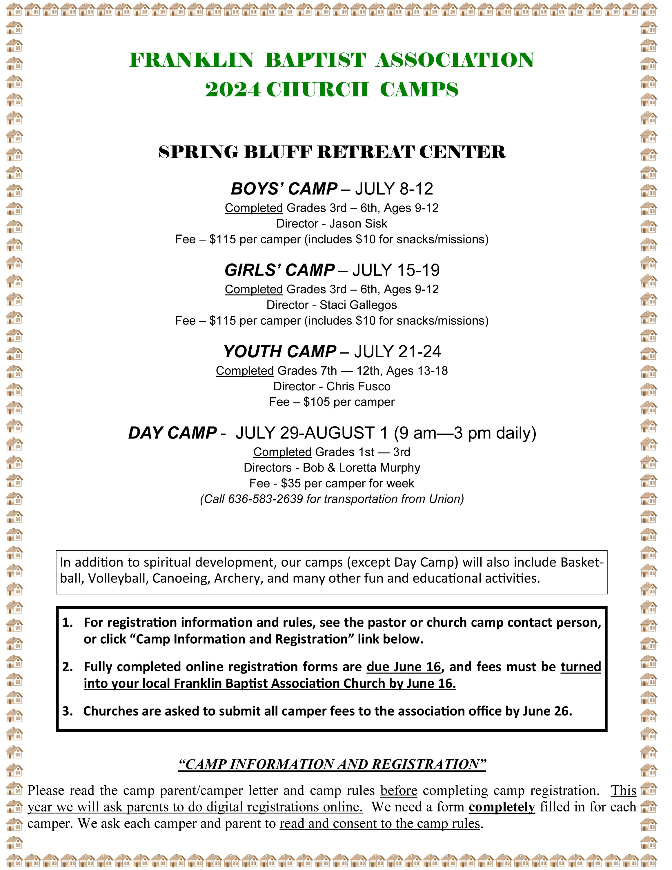 Camp Info - Franklin Baptist Association