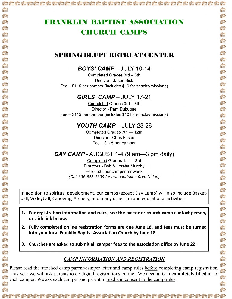 Camp Info - Franklin Baptist Association